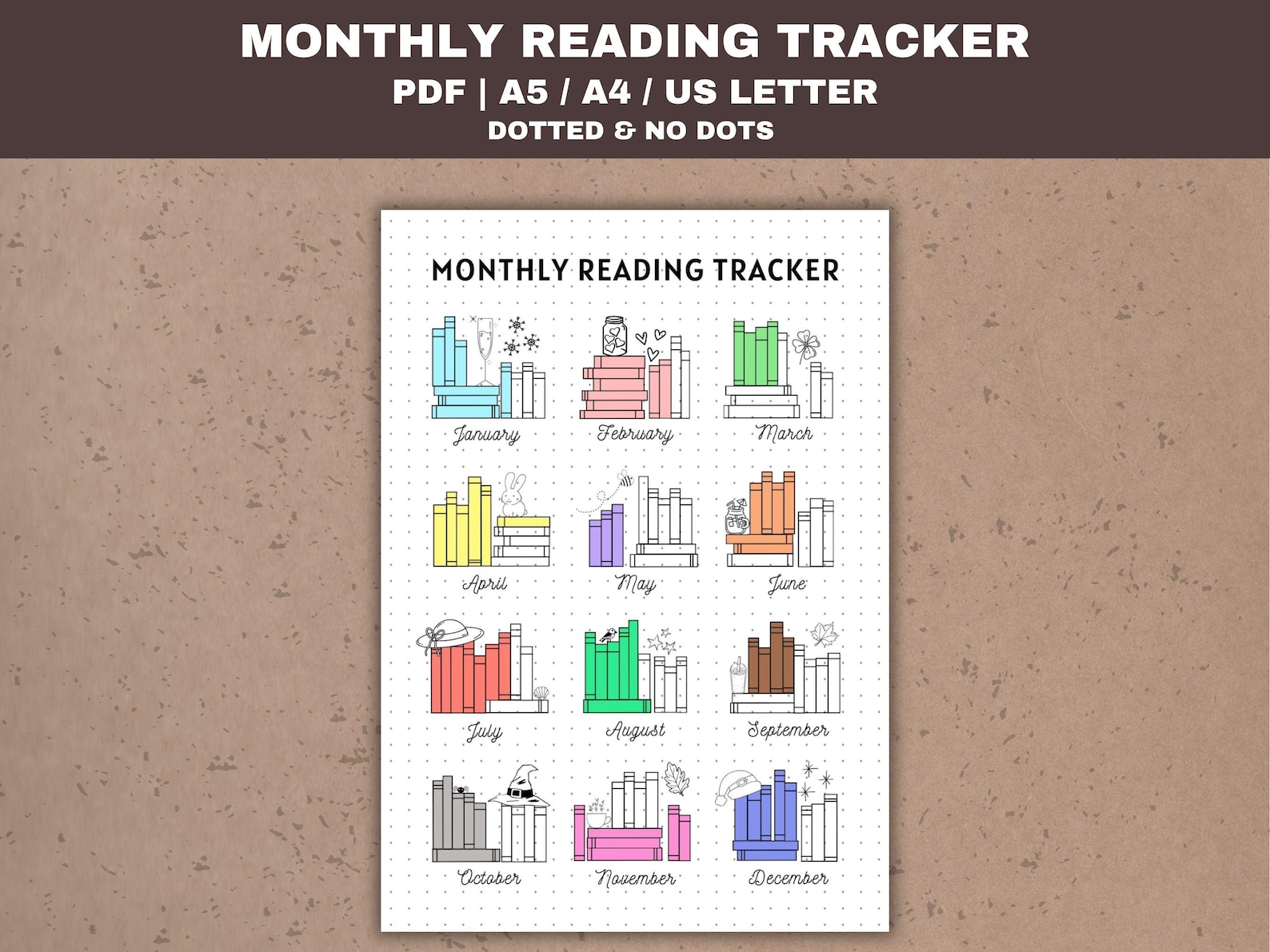 Reading Tracker Printable – Monthly Book Tracker - Yearly Overview ...