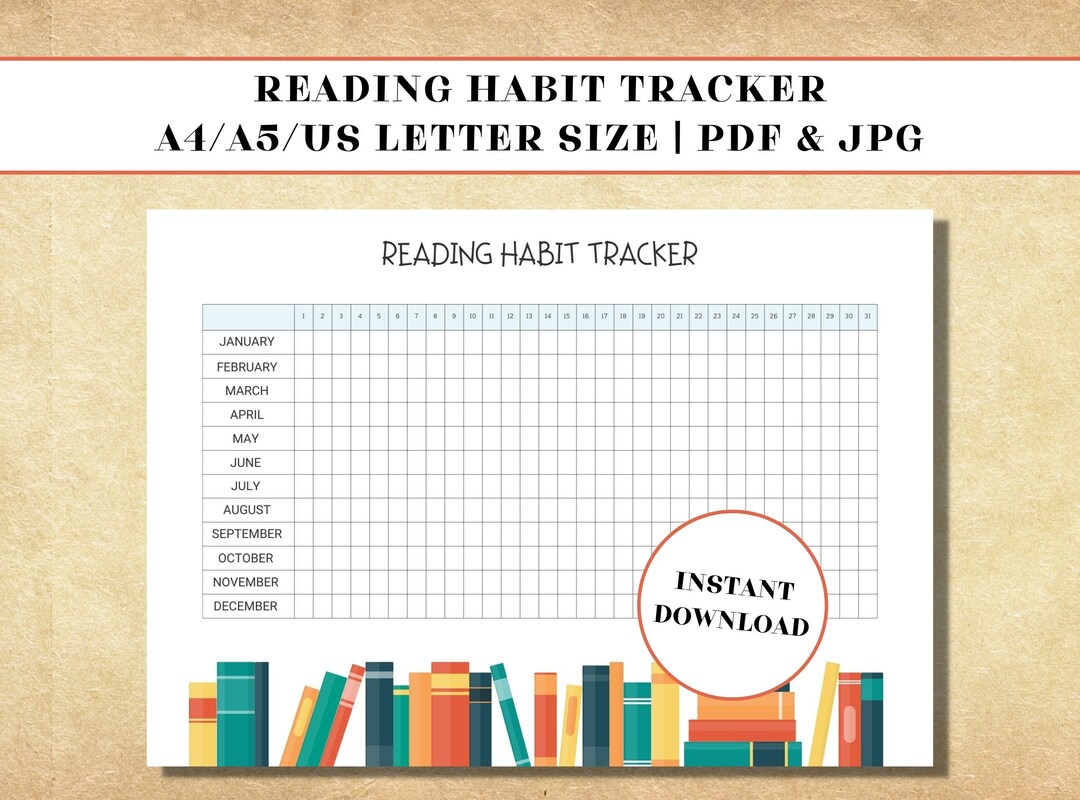 Reading Habit Tracker Printable, Yearly Book Tracker, Monitore Reading ...