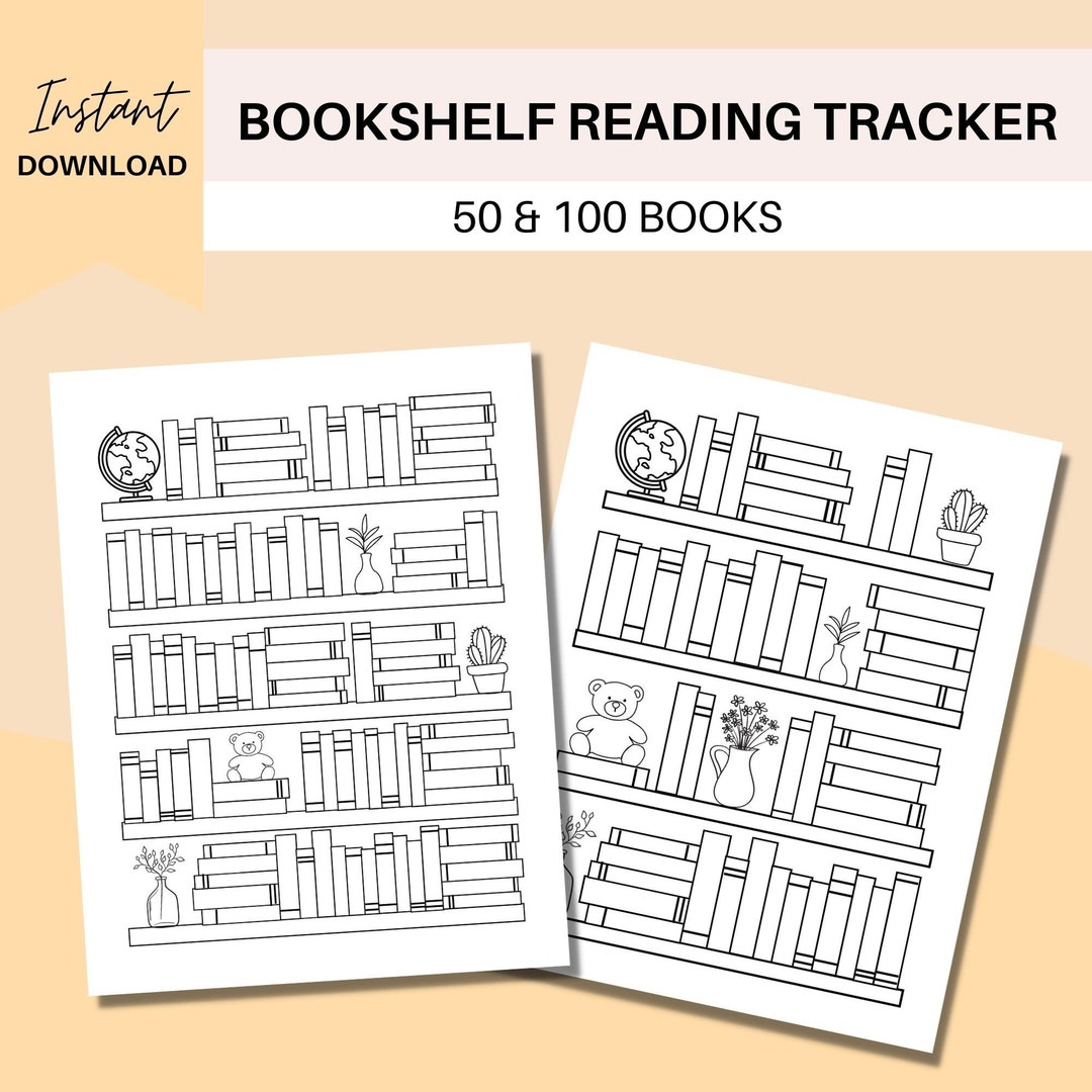 Bookshelf Reading Tracker Printable – Reading Challenge 50 & 100 Books ...