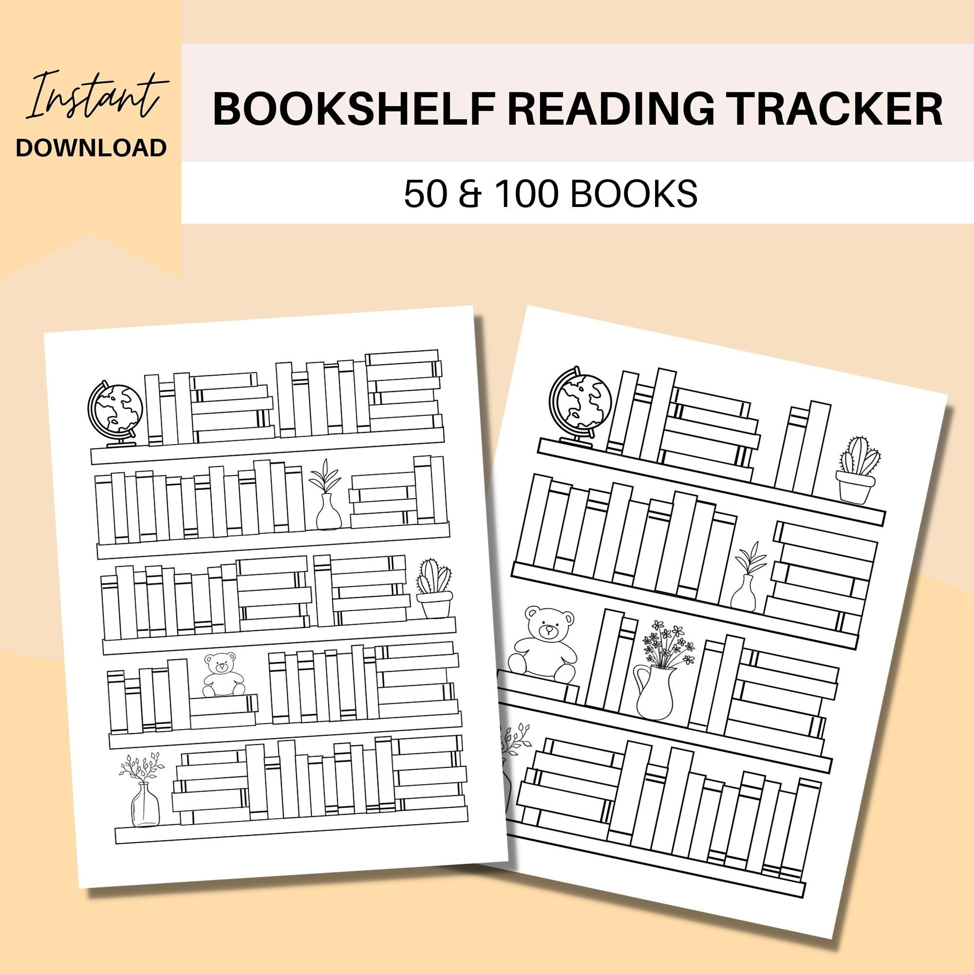 Bookshelf Reading Tracker Printable – Reading Challenge 50 & 100 Books ...