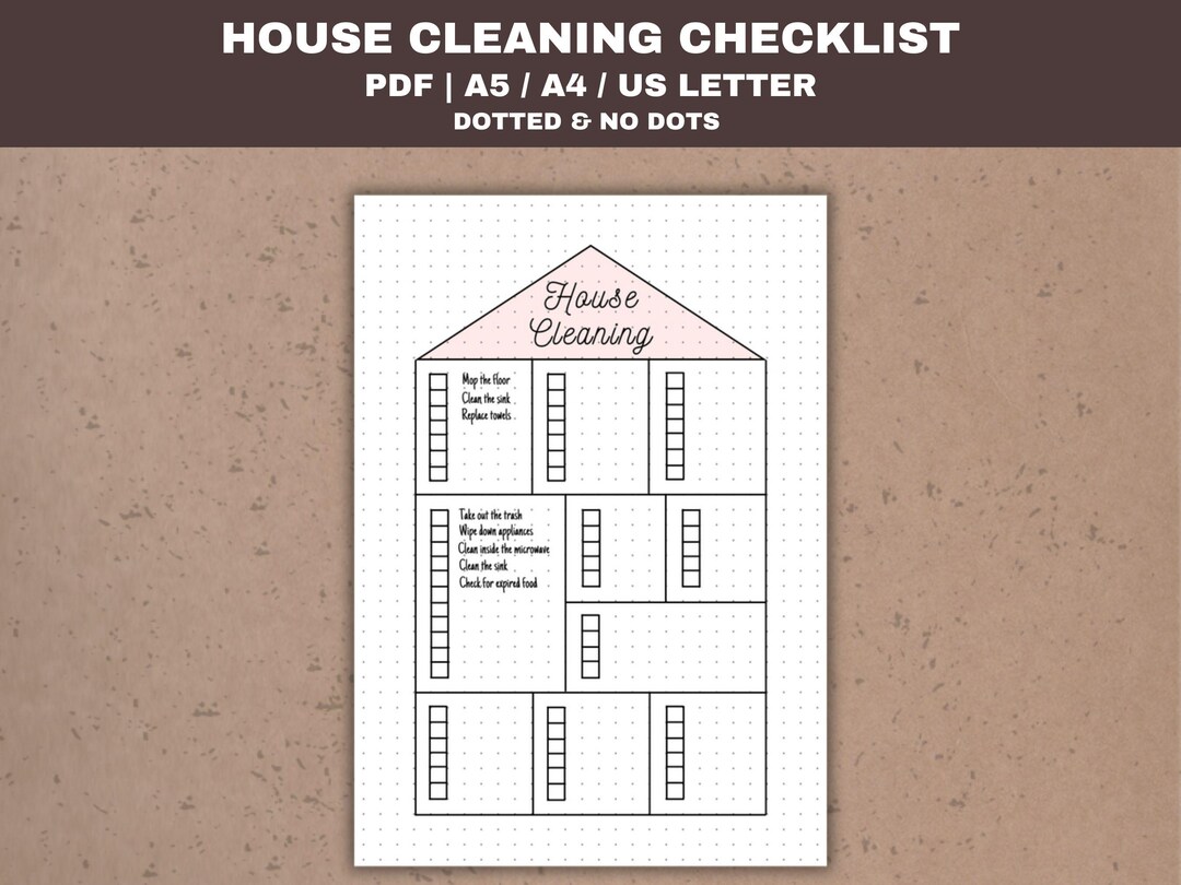 House Cleaning Checklist Planner: Zone Cleaning, Dot Grid (PDF) - Etsy