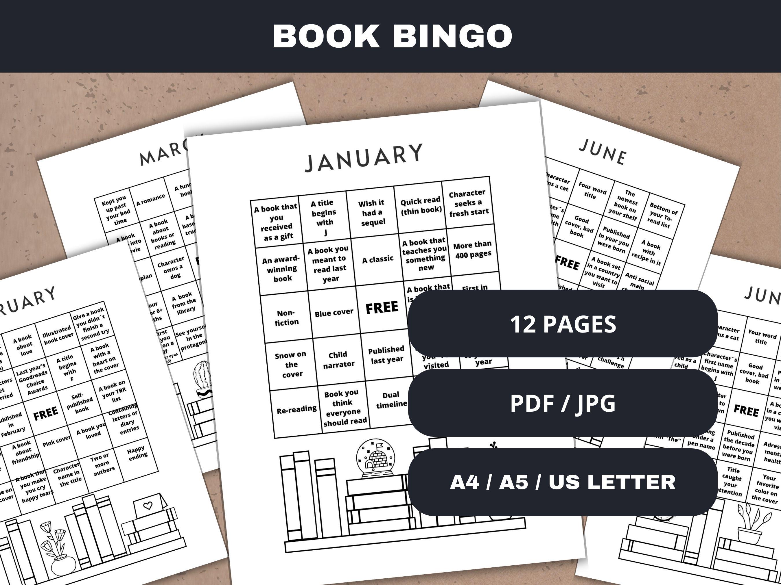 Book Bingo Reading Challenge: Monthly TBR Game (PDF/JPG) - Etsy