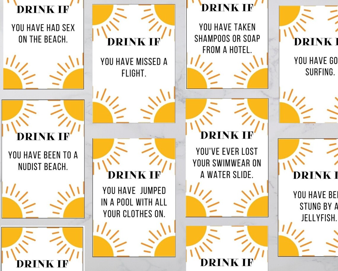 Drink If Cards Summer Printable Drinking Game Never Have I - Etsy