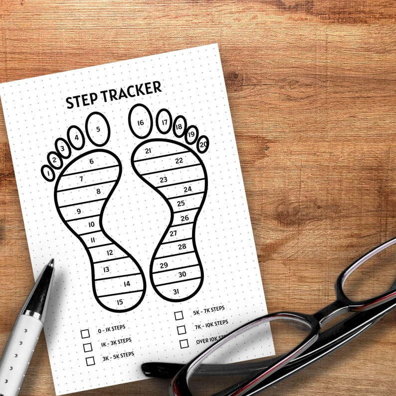 Monthly Step Tracker Printable: Daily Fitness Log (PDF) - Etsy