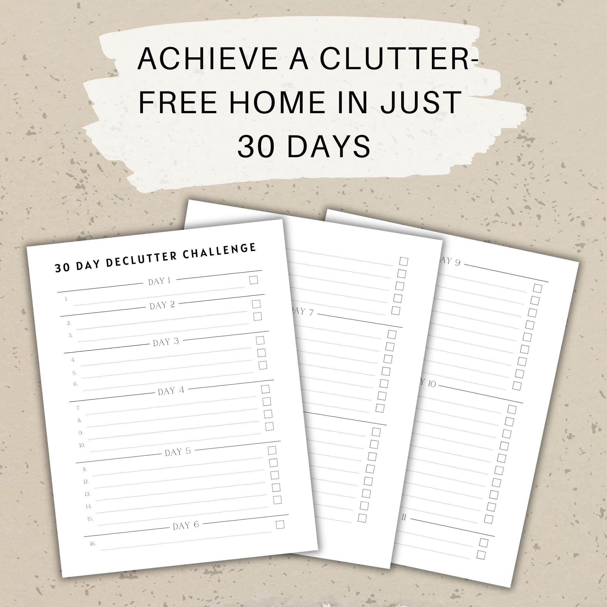 Declutter Checklist 30 Day Declutter Challenge Printable Home ...