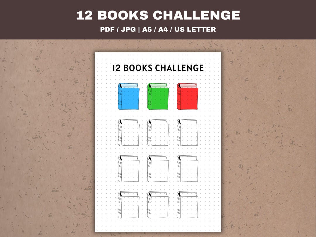 12 Books Challenge Printable 12 Book Reading Tracker Reading Challenge ...