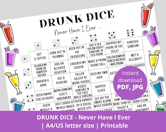 Roll the Dice Printable Drinking Game - Etsy