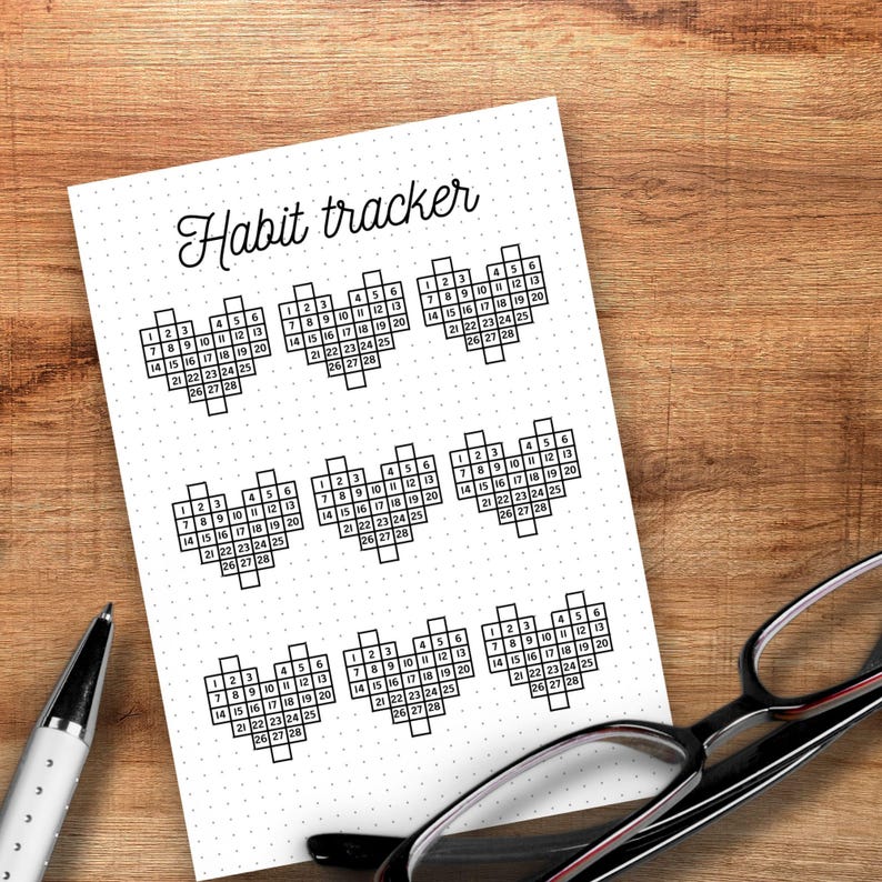 Heart Habit Tracker: February Journal Page Printable Planner PDF - Etsy