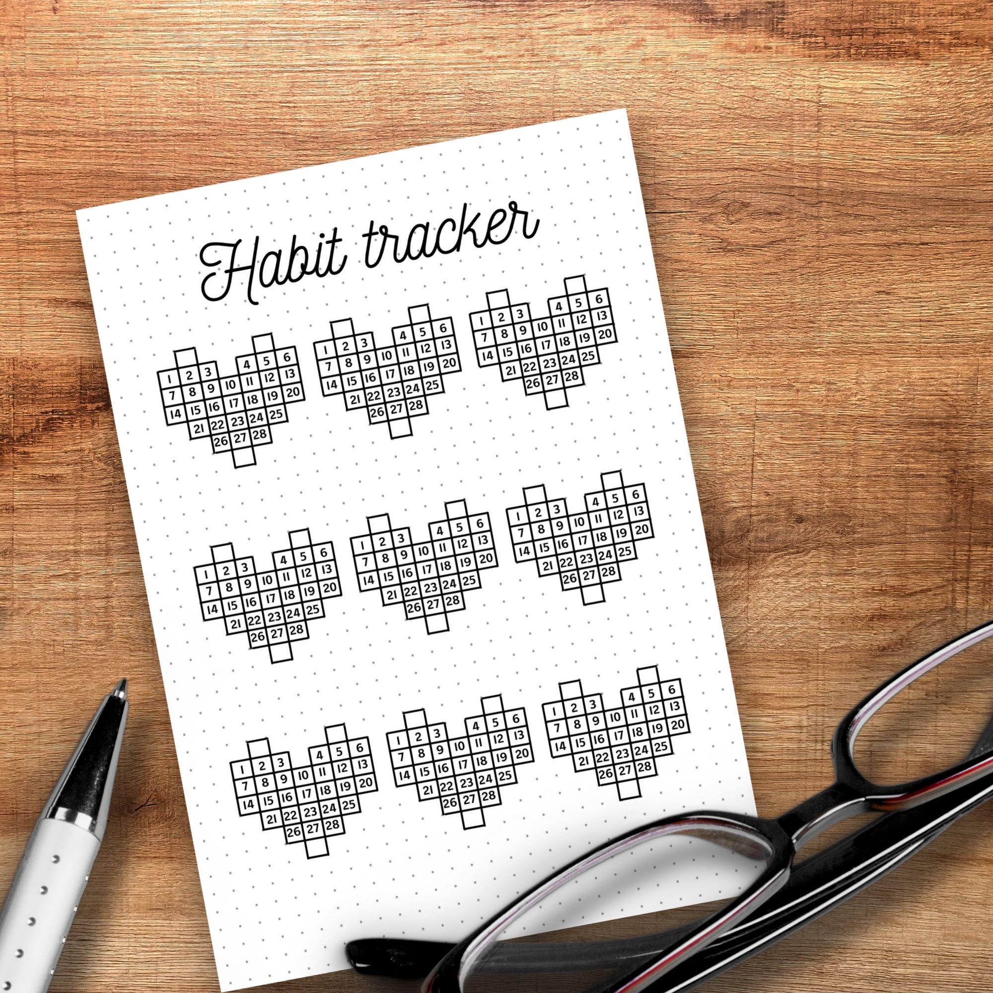 Heart Habit Tracker: February Journal Page Printable Planner PDF - Etsy