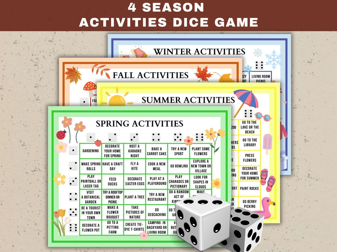 Season Activity Dice Game Spring Activity Dice Game Summer Activity ...