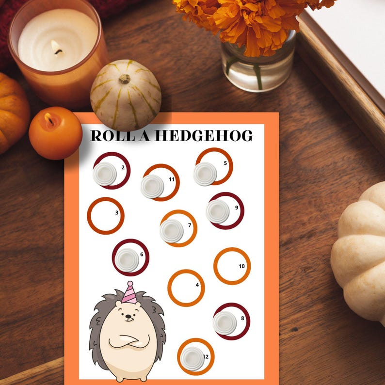 Fall Dice Game Roll a Hedgehog Double Dice Game Printable Fall Kids ...