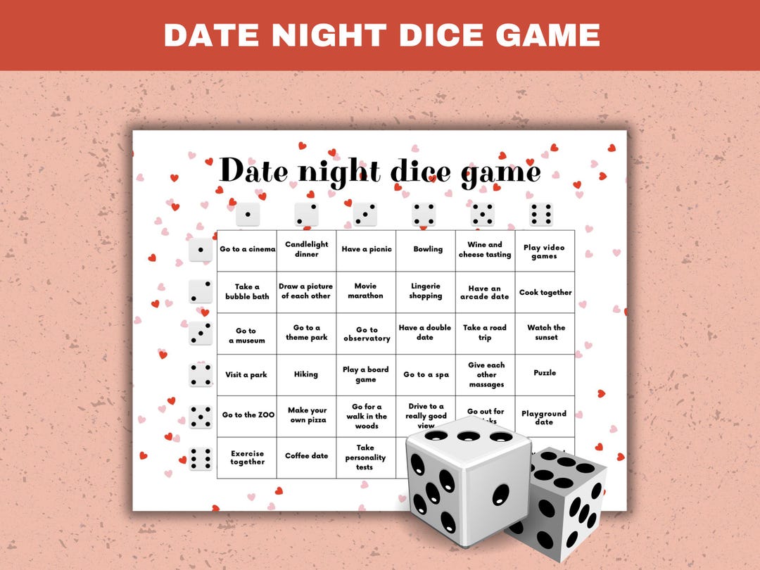 Couples Dice Game Valentines Day Dice Game Printable Date Night Ideas ...