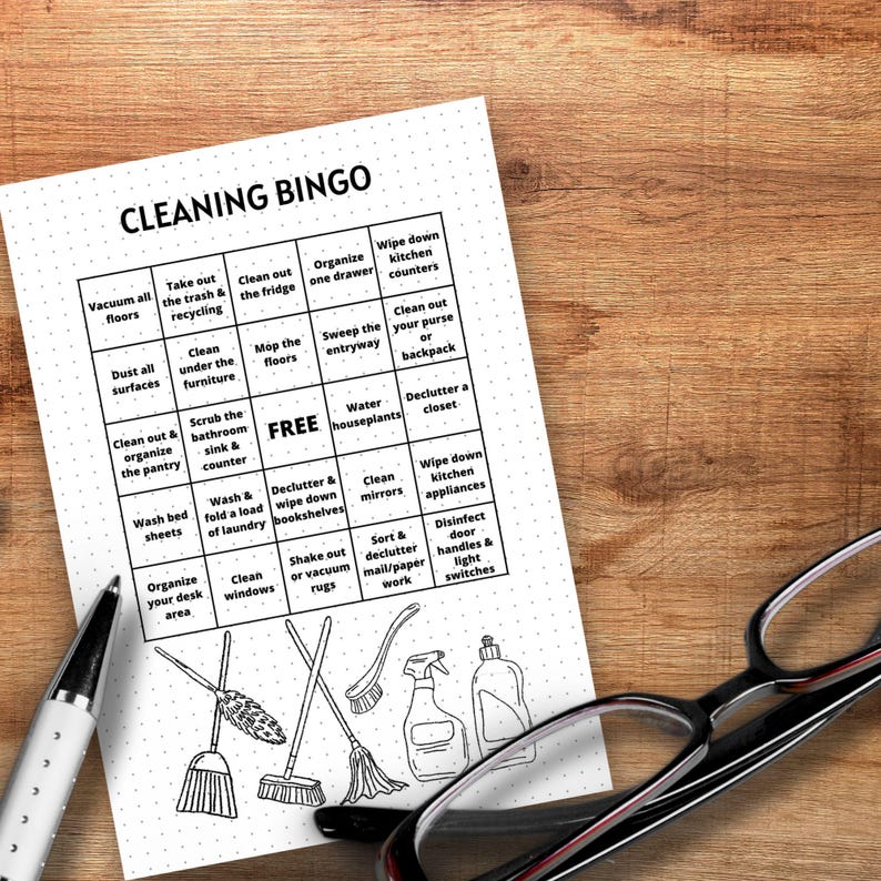 Cleaning Bingo Printable: Spring Cleaning Checklist (A4, A5, US Letter ...