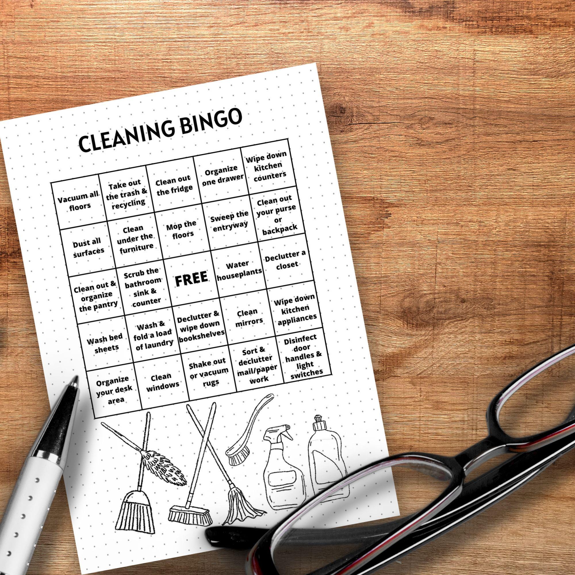 Cleaning Bingo Printable: Spring Cleaning Checklist (A4, A5, US Letter ...