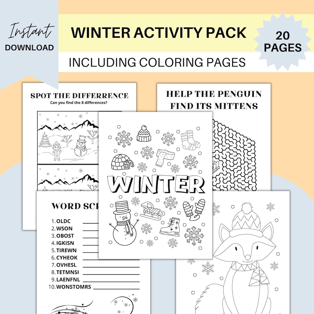 Winter Activity Book for Kids Printable Winter Worksheets Winter ...