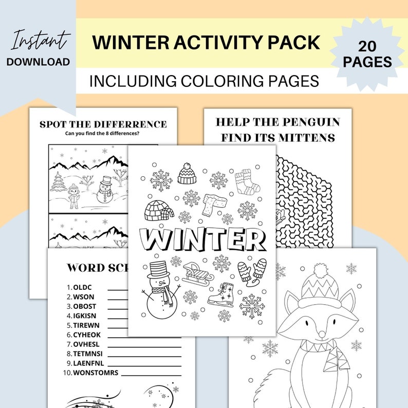 Winter Activity Book for Kids Printable Winter Activity - Etsy UK