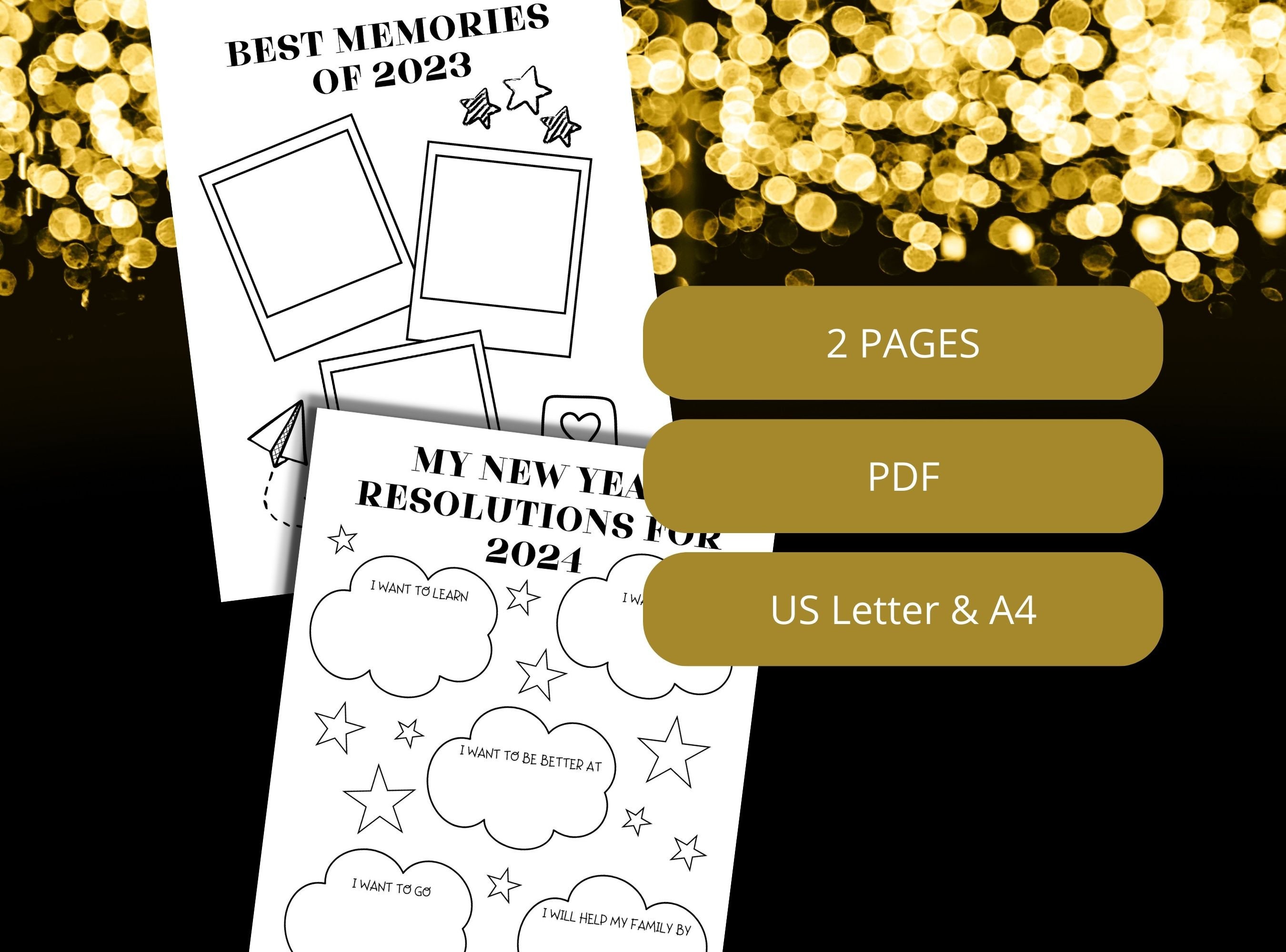 Printable New Year Memory & Resolution Set, New Year Resolution for ...