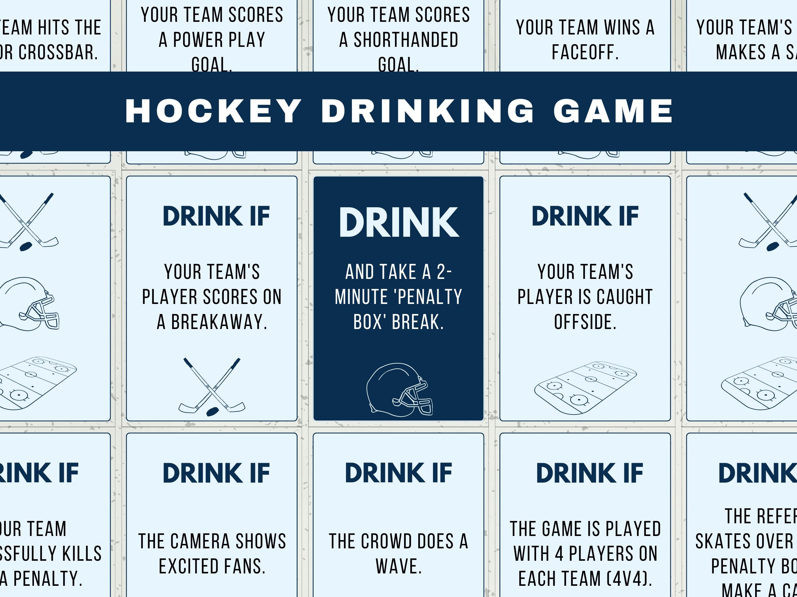 Hockey Drinking Game: Printable Party Card Game (digital Download) - Etsy