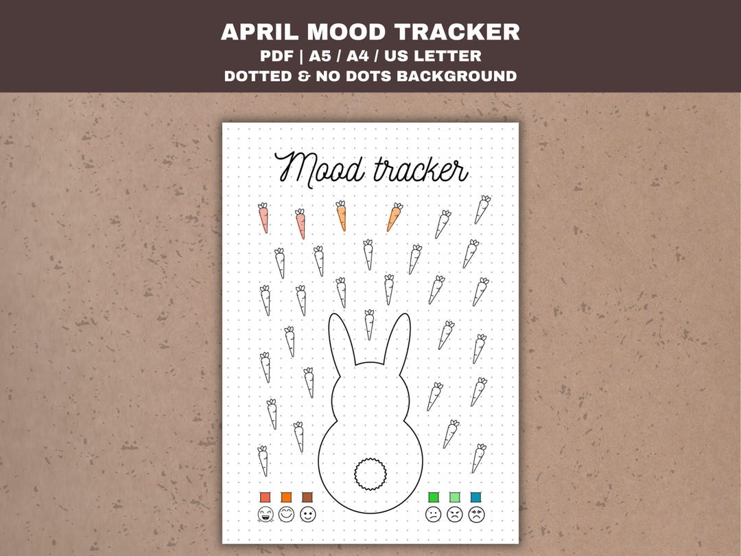 Mood Tracker April Journal Page Monthly Mood Tracker Printable Bullet ...