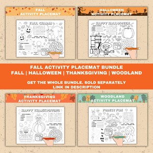 Halloween Activity Placemat Printable Halloween Kids Activity Sheet ...