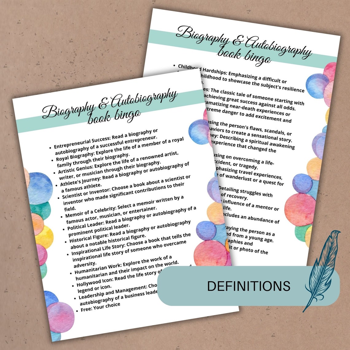 Biography Book Bingo, Autobiography Book Bingo, Book Challenge ...