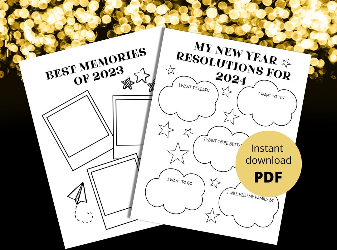 Printable New Year Memory & Resolution Set, New Year Resolution for ...
