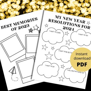 Printable New Year Memory & Resolution Set, New Year Resolution for ...