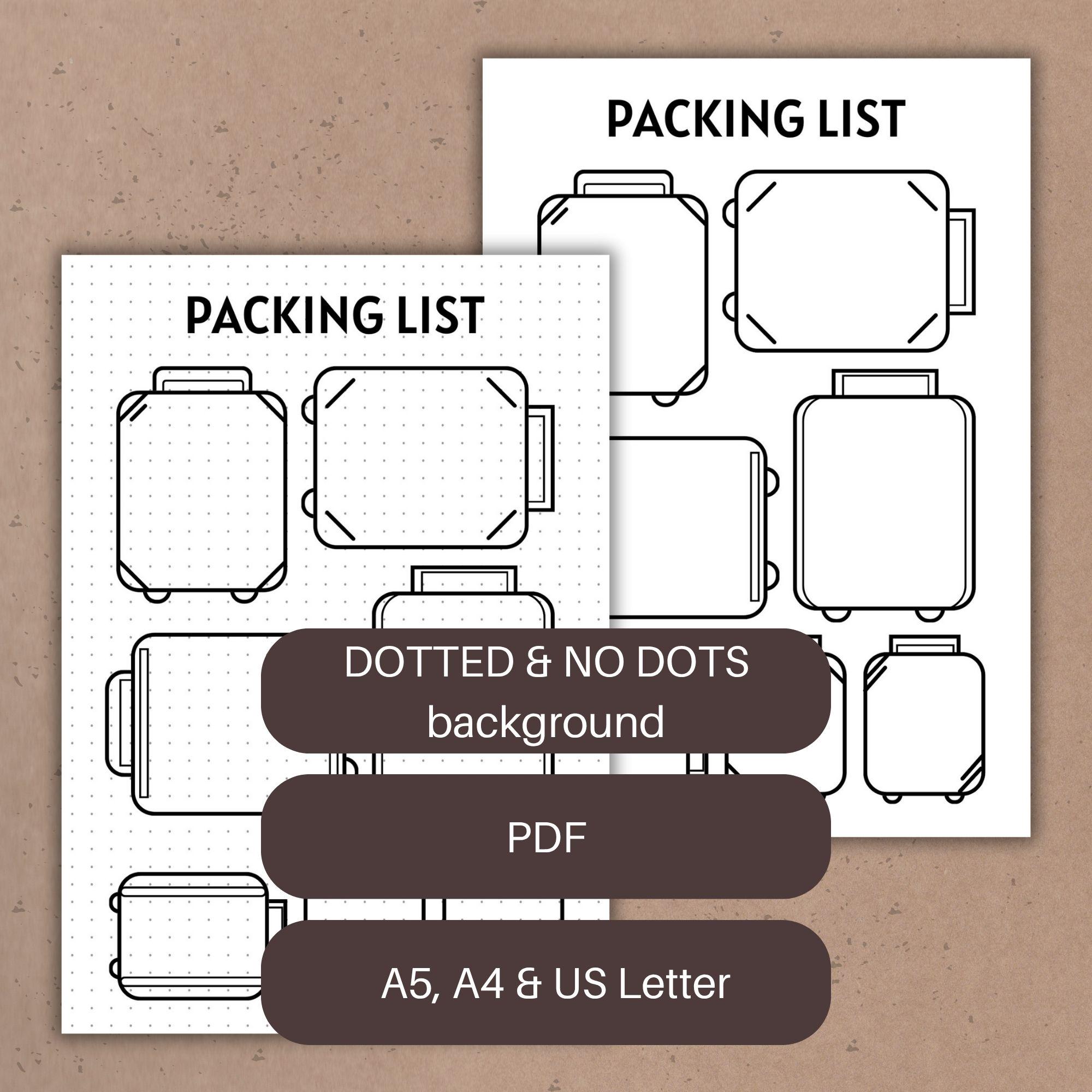 Packing List Printable Travel Packing List Packing Checklist Bullet ...