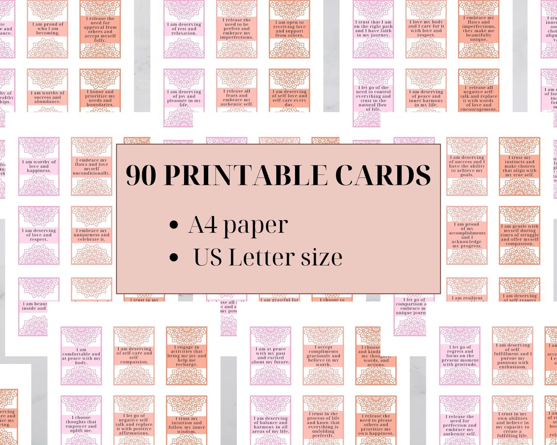 Self Love Affirmation Cards Printable Self Care Affirmation Cards Self ...