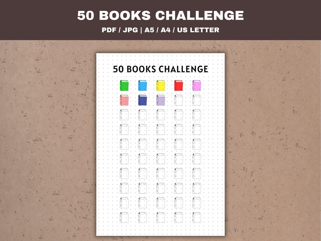 50 Books Challenge Printable 50 Book Reading Tracker Reading Challenge ...
