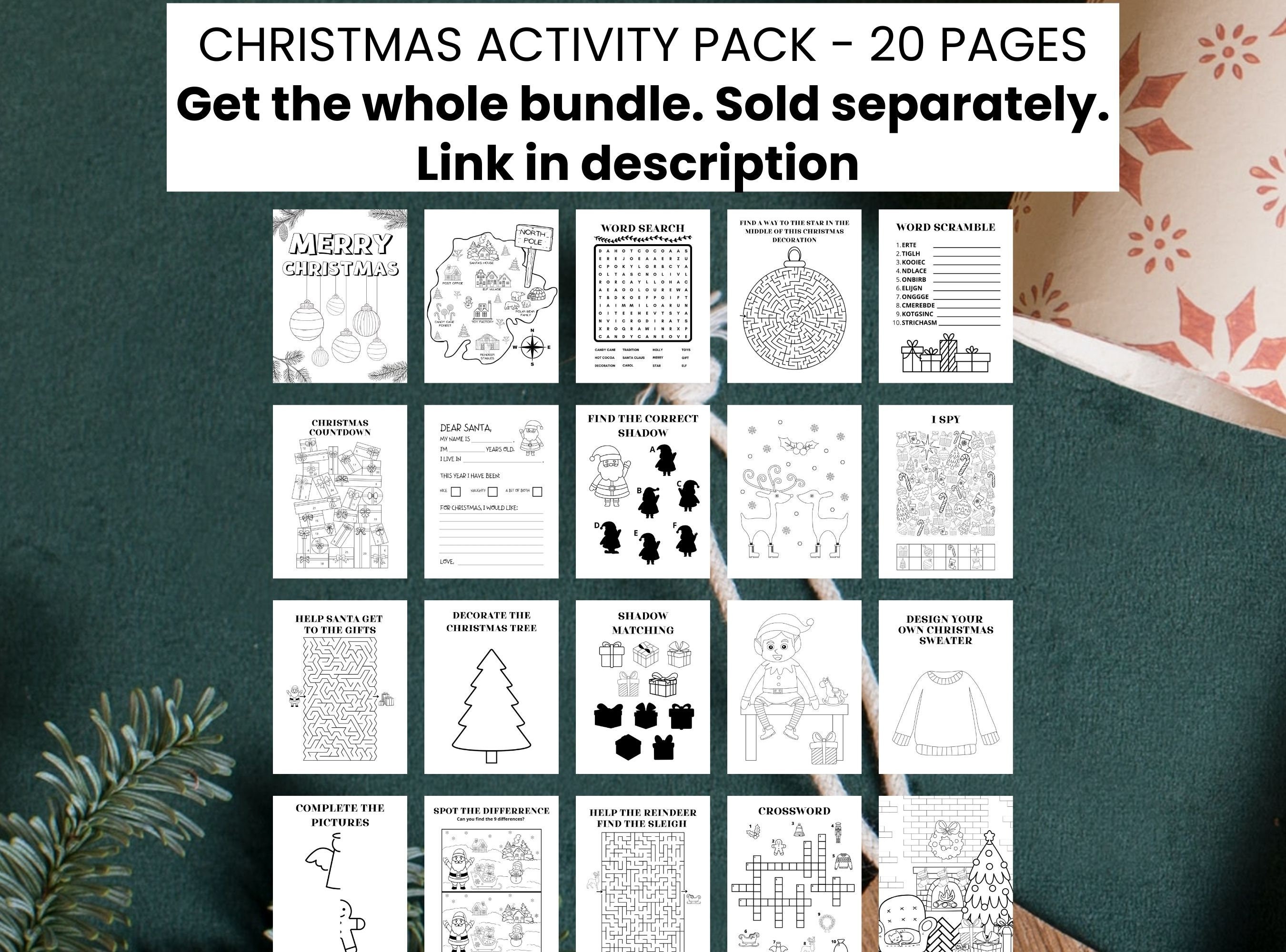 Christmas Countdown Coloring Page Printable, Advent Calendar Coloring ...