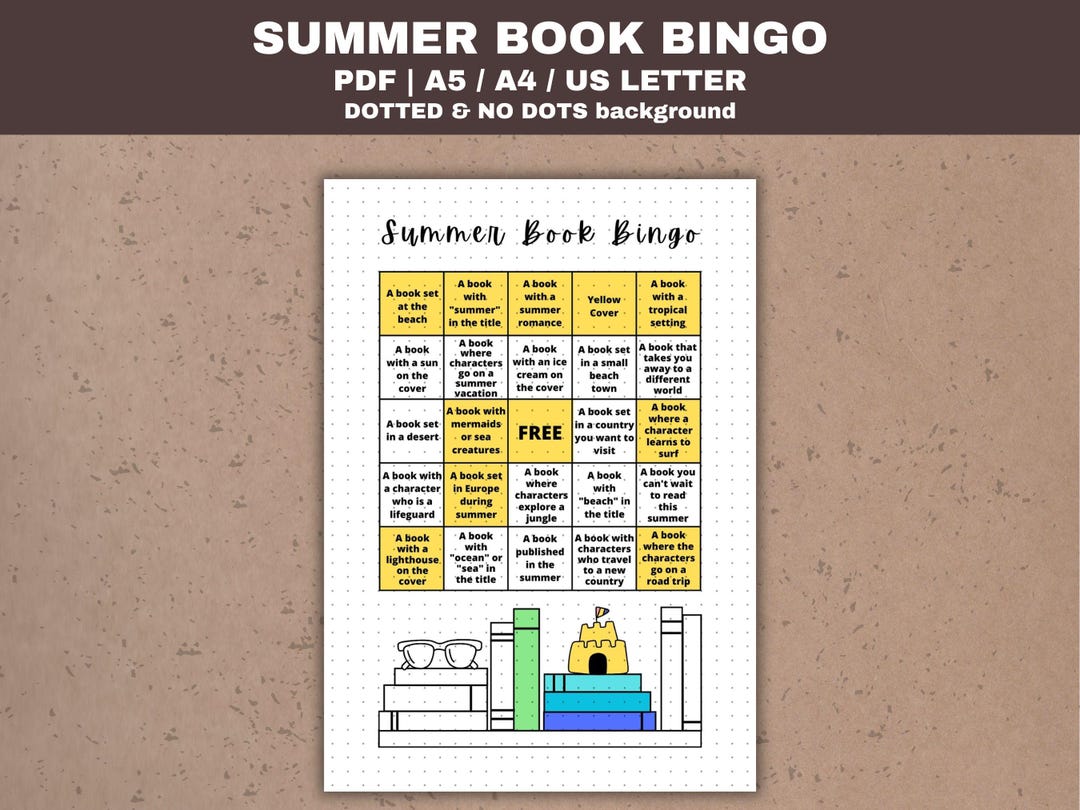 Summer Book Bingo Printable: Reading Challenge Game (PDF) - Etsy