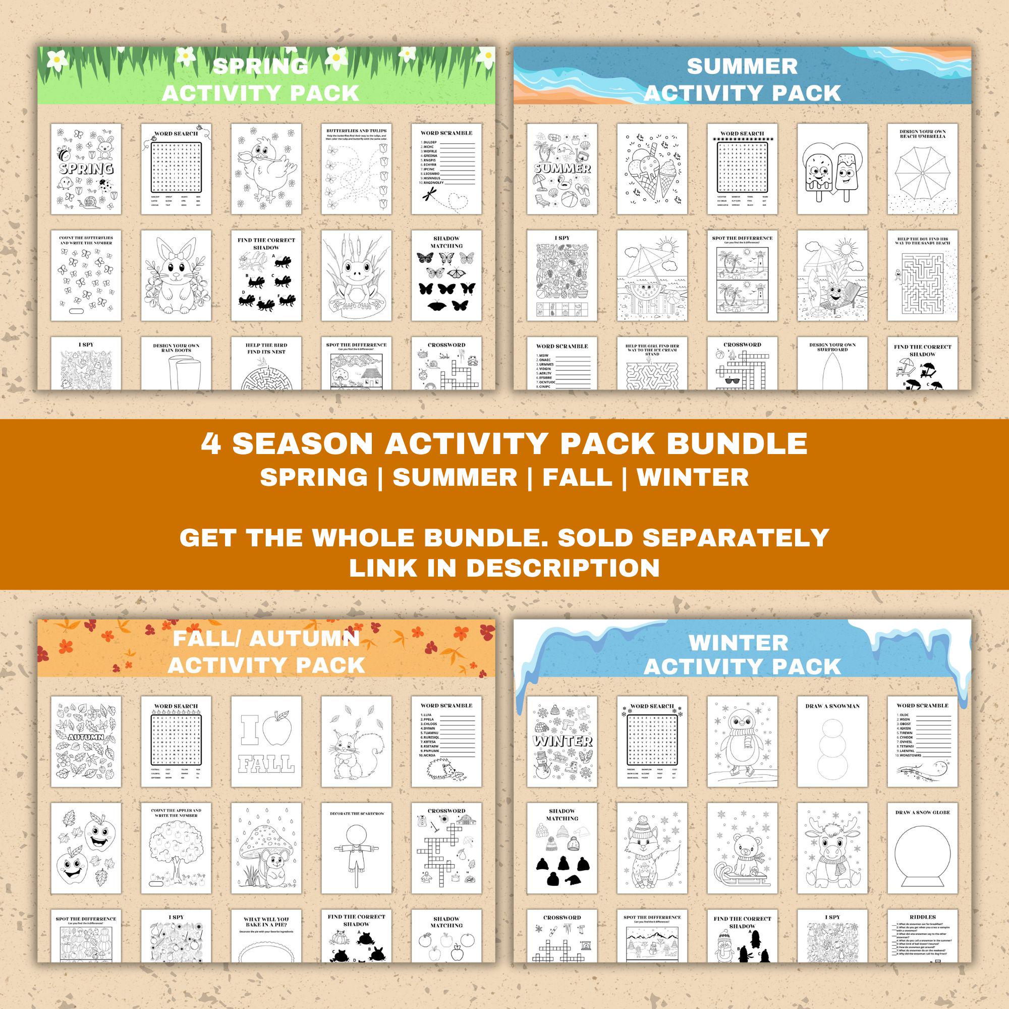 Fall Activity Sheets for Kids Printable, Coloring Pages, Mazes & Word ...