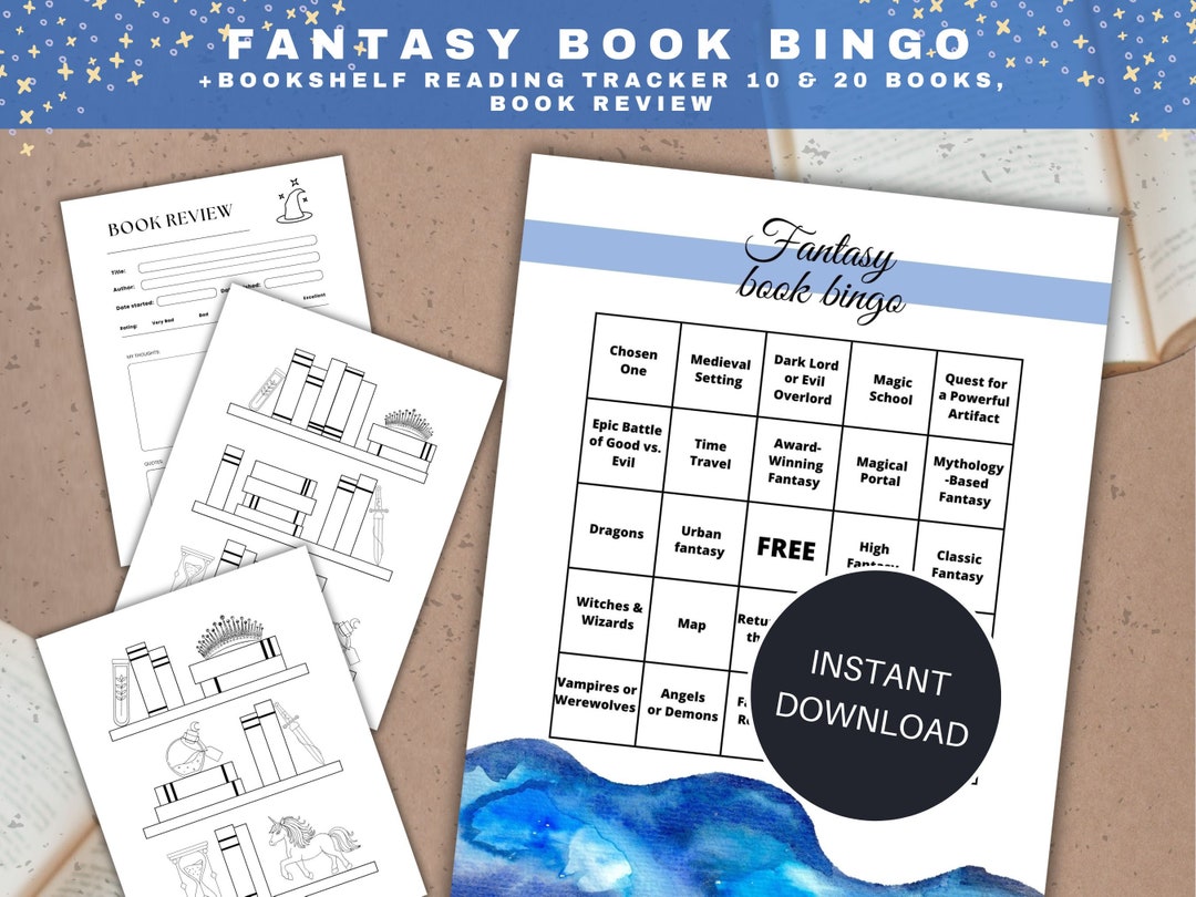 Fantasy Book Bingo Printable Fantasy Reading Challange Fantasy Theme ...