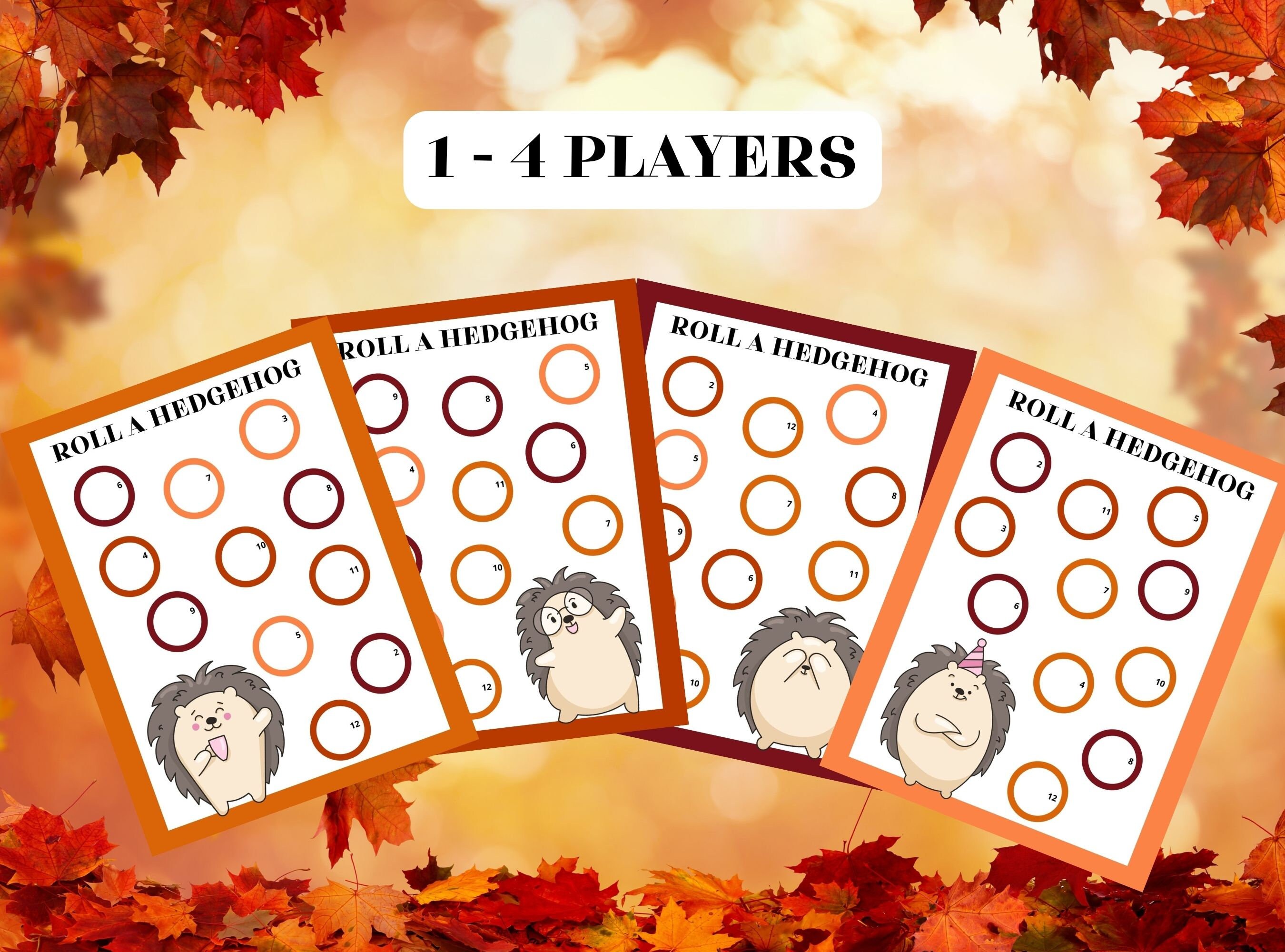Fall Dice Game Roll a Hedgehog Double Dice Game Printable Fall - Etsy