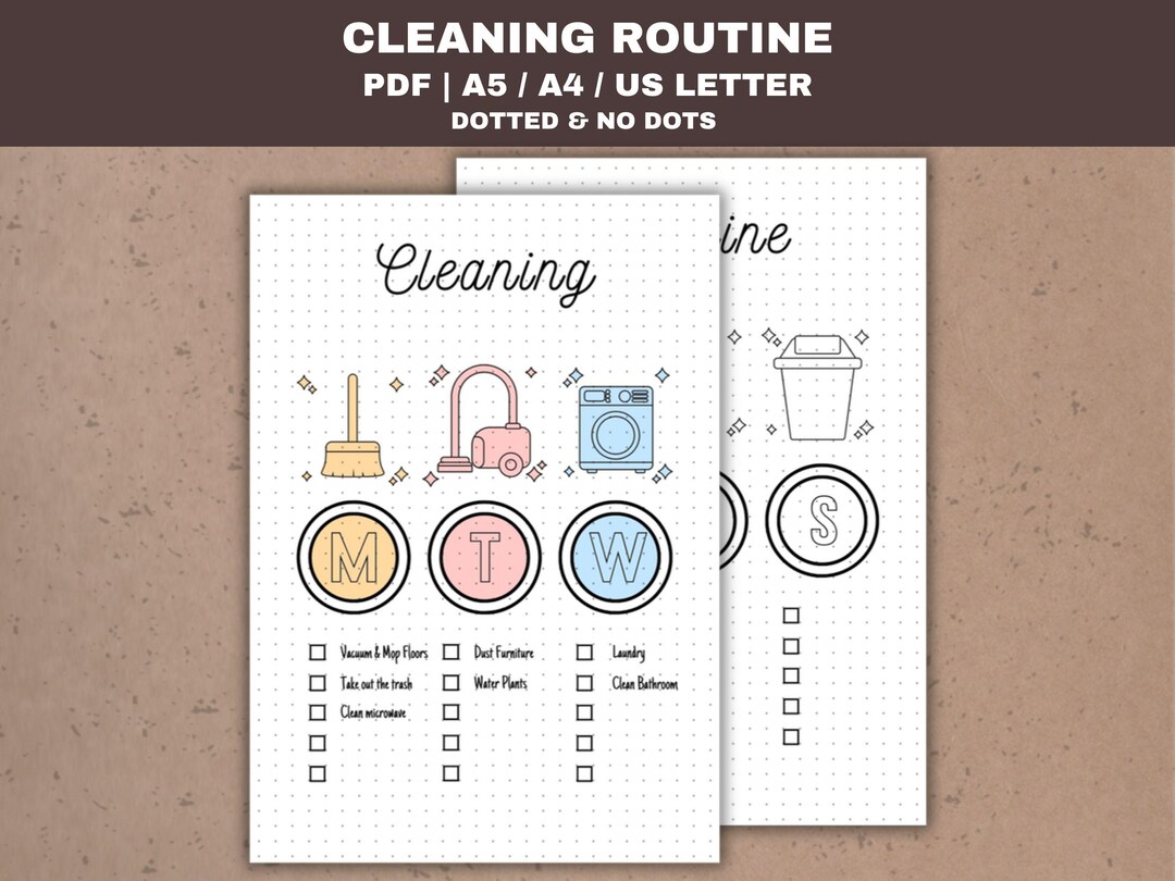 Weekly Cleaning Checklist Printable: Chore List, Tidying Schedule (PDF ...