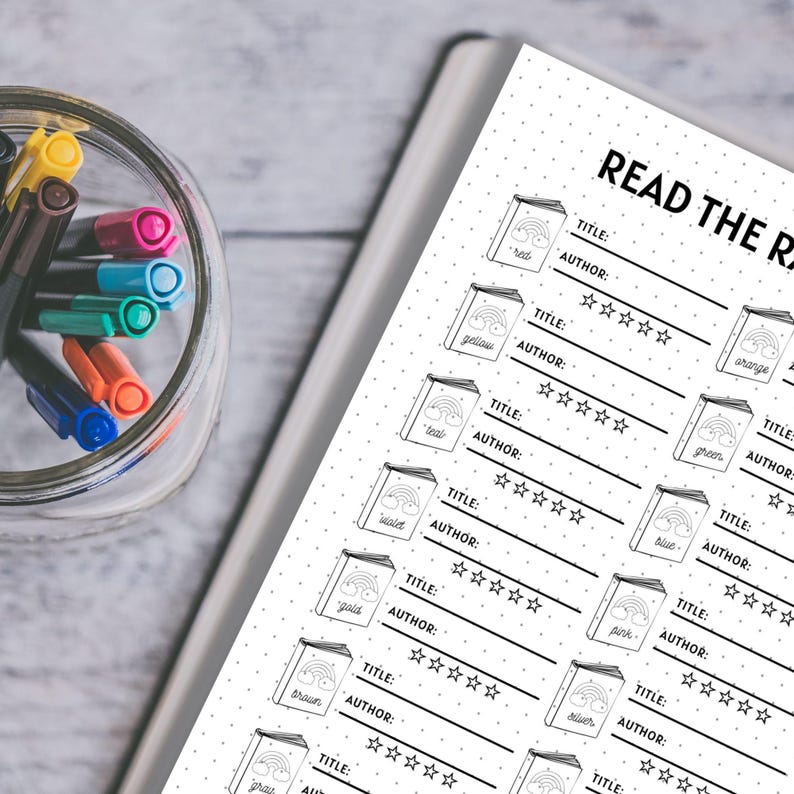 Reading Challenge - Read the Rainbow - Book Tracker - Reading Journal ...