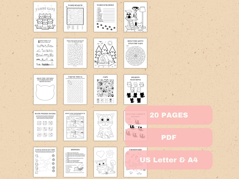 Cat Activity Book Printable Kitty Cat Activity Pages Kitten Activity ...