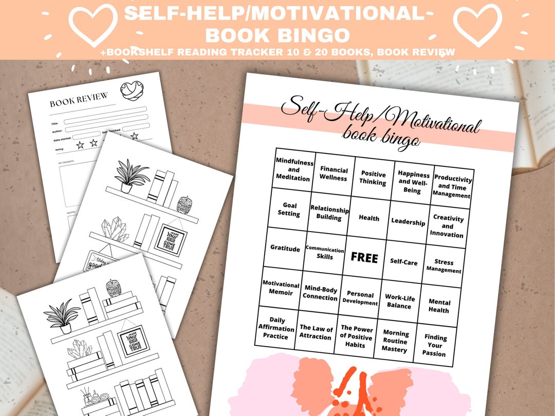 Self Help Book Bingo, Motivational Book Bingo, Reading Challenge, Self ...