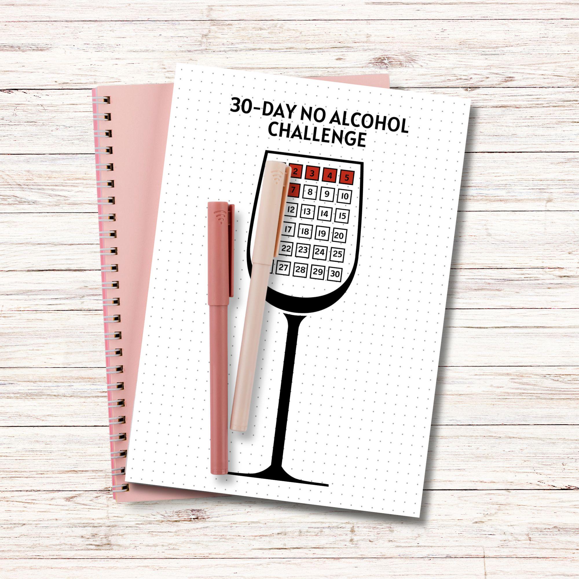 30-day No Alcohol Challenge Tracker Printable, Dry January Challenge ...