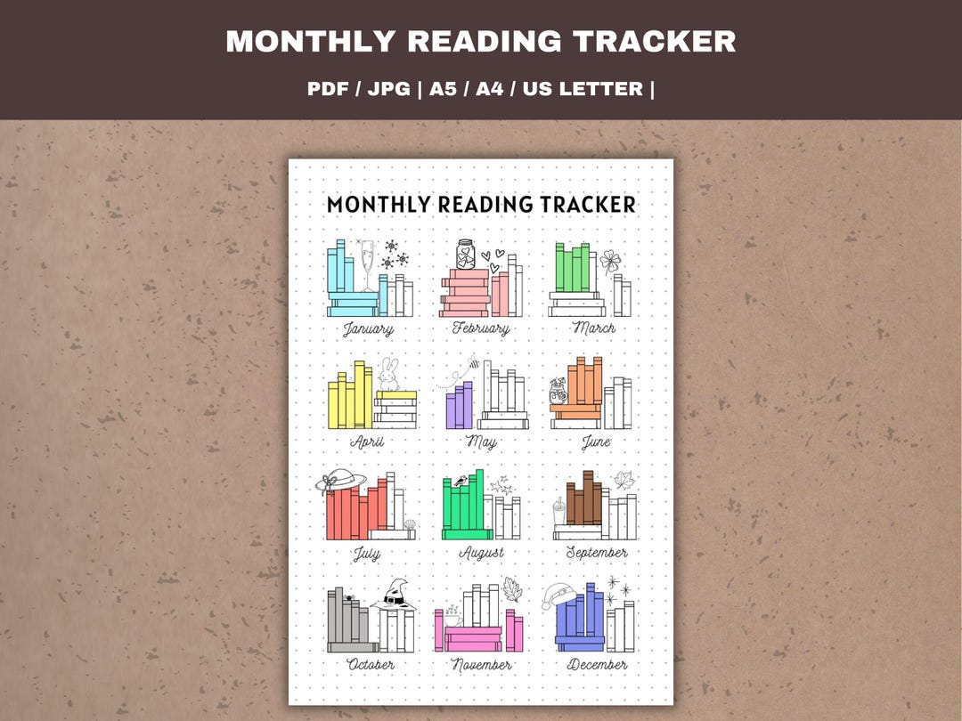 Monthly Reading Tracker Printable Book Tracker Reading Progress Yearly ...