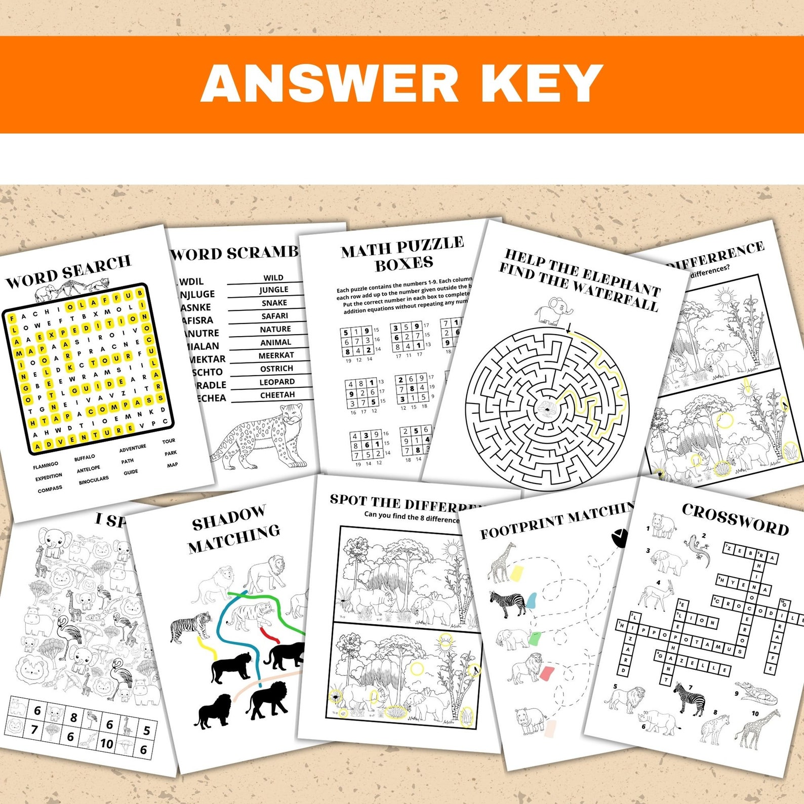 Safari Activity Sheets Printable Safari Kids Activity Book Safari ...