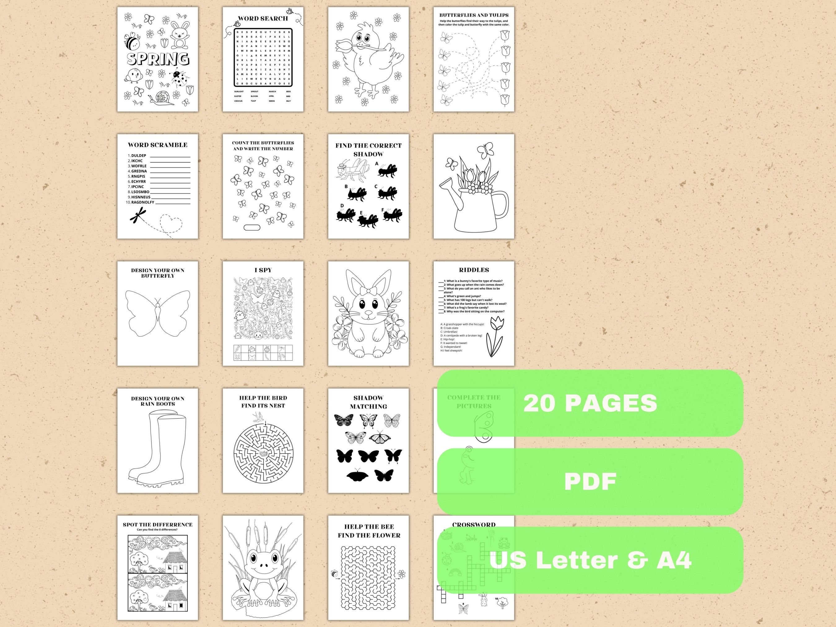 Spring Activity Pack Printable Spring Kids Activity Book Spring Games ...