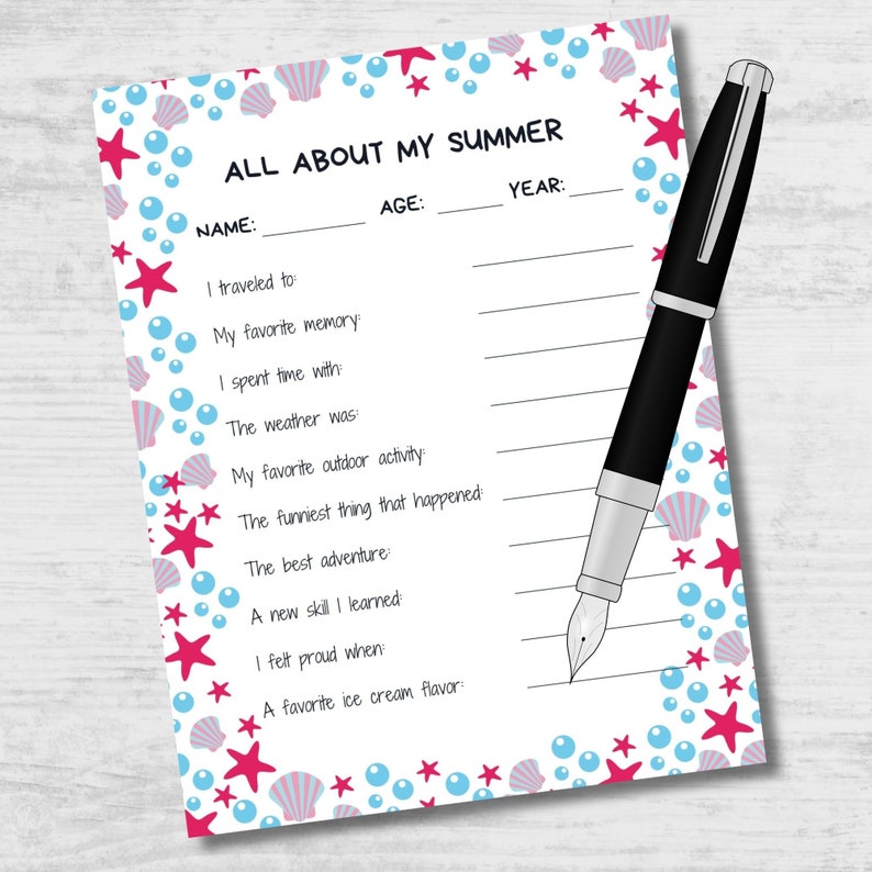 All About My Summer Holiday Worksheet Summer Memory Page All About My ...
