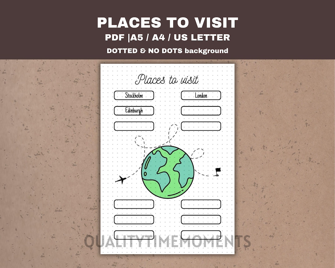 Travel Bucket List Printable : Places to Visit Journal Planner Page PDF ...