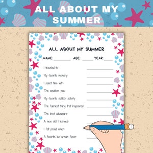 All About My Summer Holiday Worksheet Summer Memory Page All About My ...