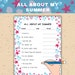 All About My Summer Holiday Worksheet Summer Memory Page All About My ...
