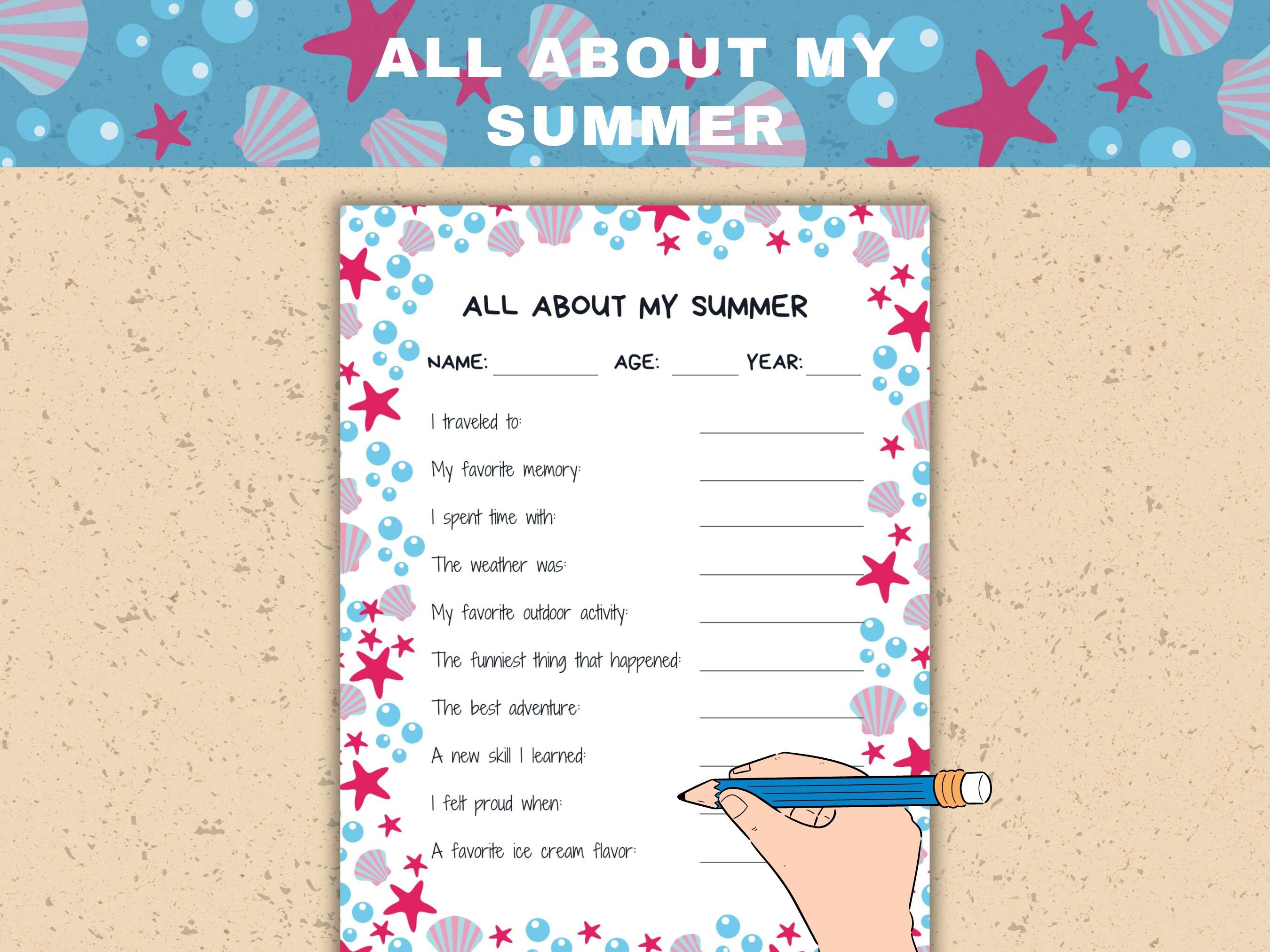 All About My Summer Holiday Worksheet Summer Memory Page All About My ...