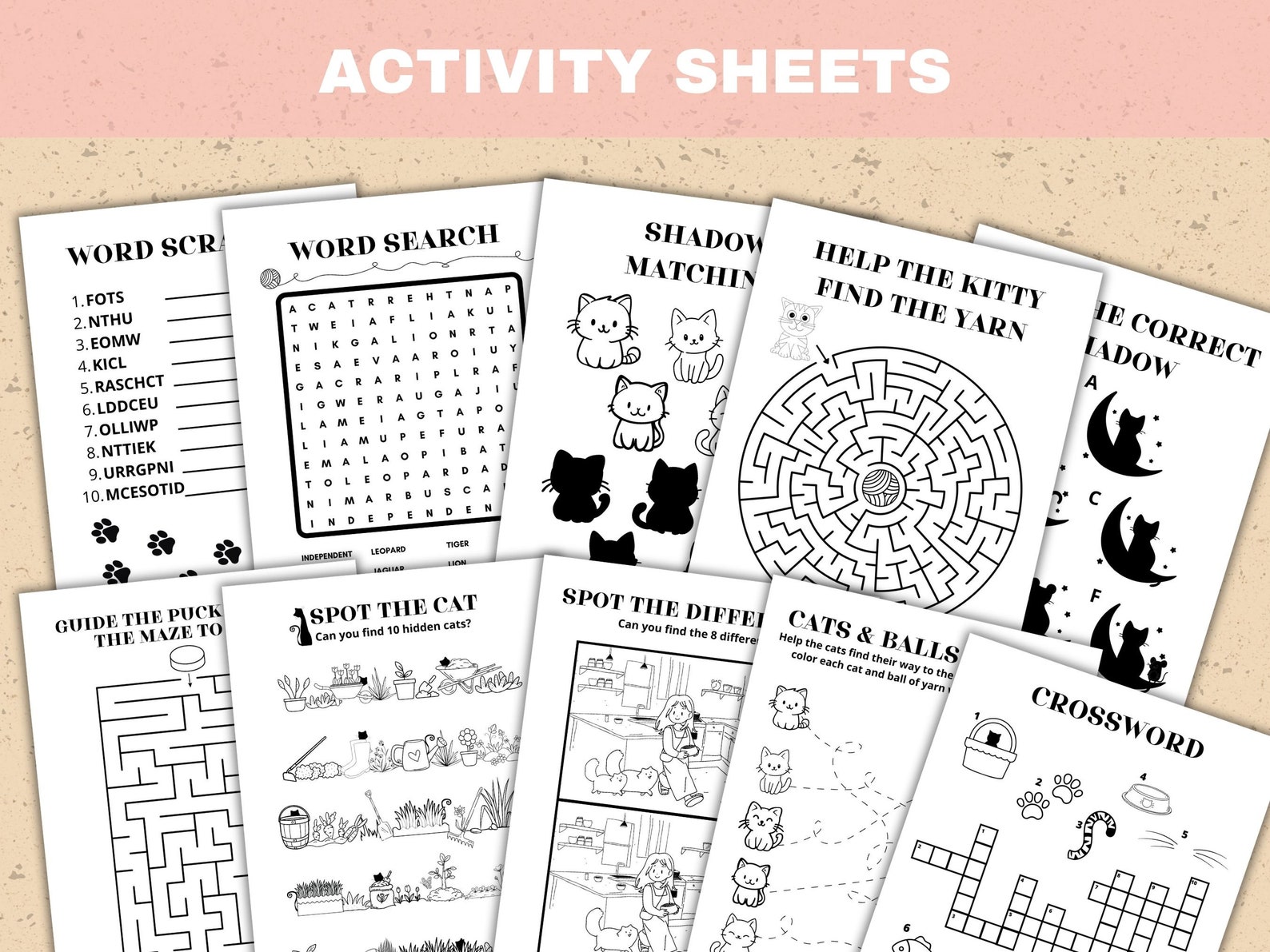 Cat Activity Book Printable Kitty Cat Activity Pages Kitten Activity ...