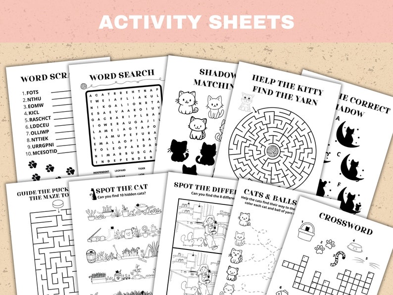 Cat Activity Book Printable Kitty Cat Activity Pages Kitten Activity ...